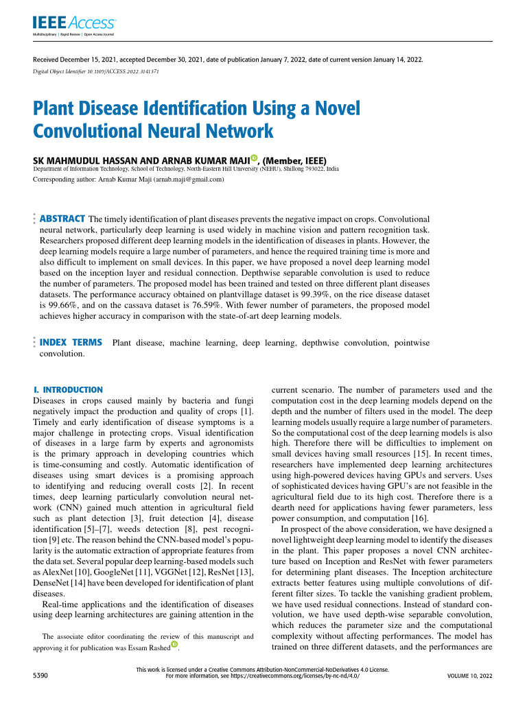 Plant Disease Identification Using A Novel Convolutional Neural Network ...