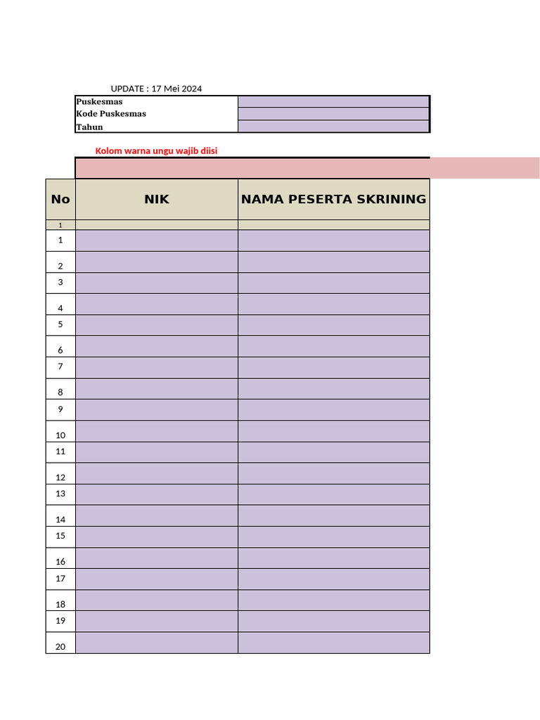 Import - Skrining YUDI | PDF