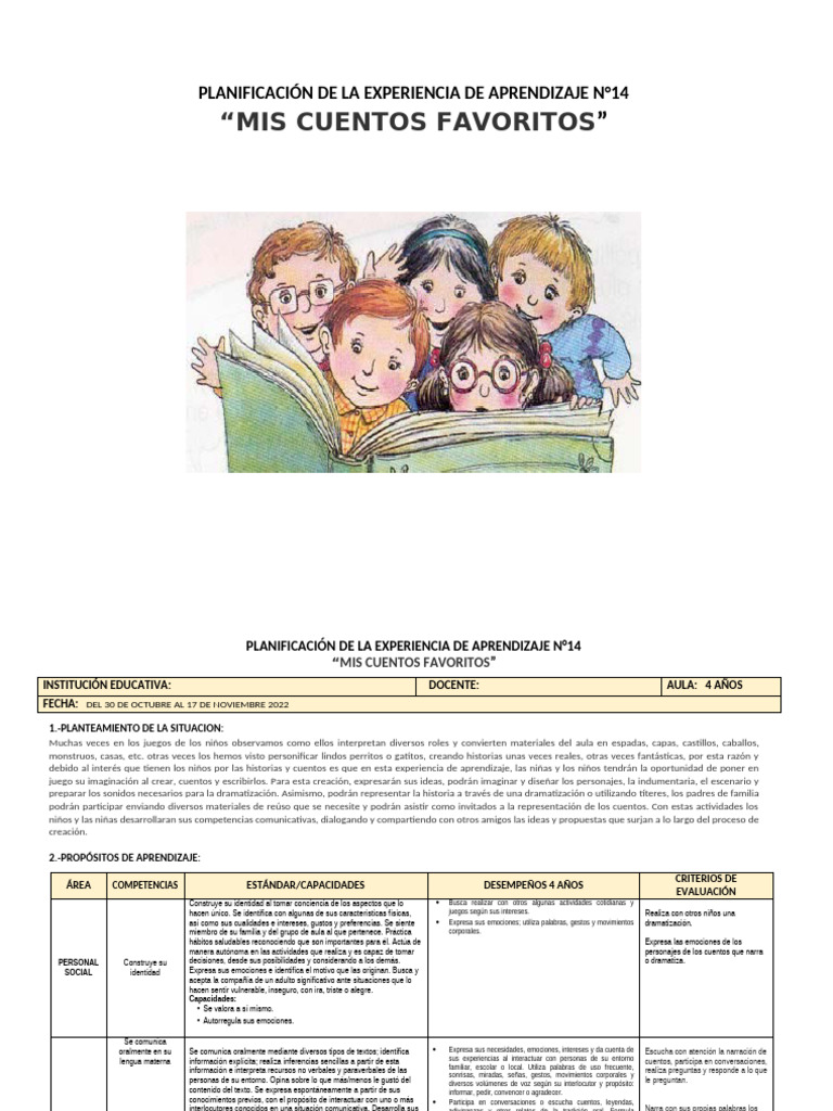 T21 EXP 14 - 4 AÑOS Planificacion | PDF