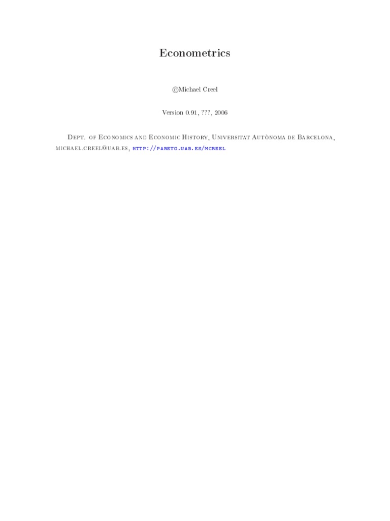 Econometrics | PDF | Ordinary Least Squares | Regression Analysis