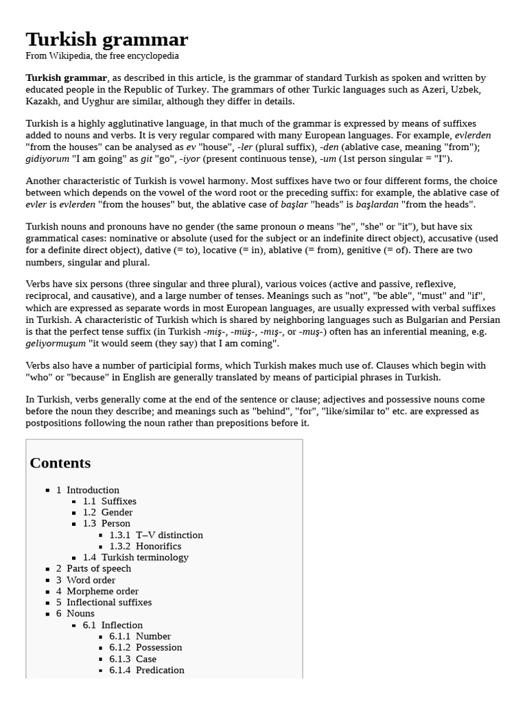 Turkish Grammar | PDF