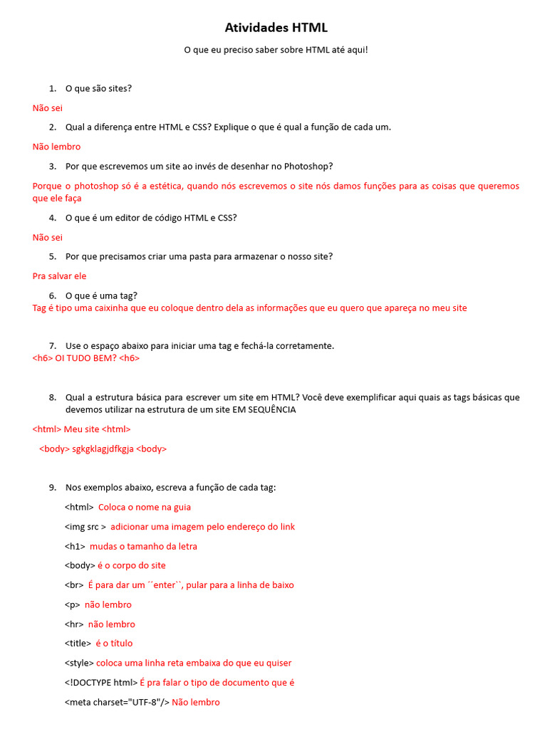 Atividades HTML | PDF