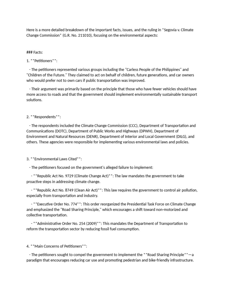 CASE DIGEST - Segovia vs. Climate Change | PDF