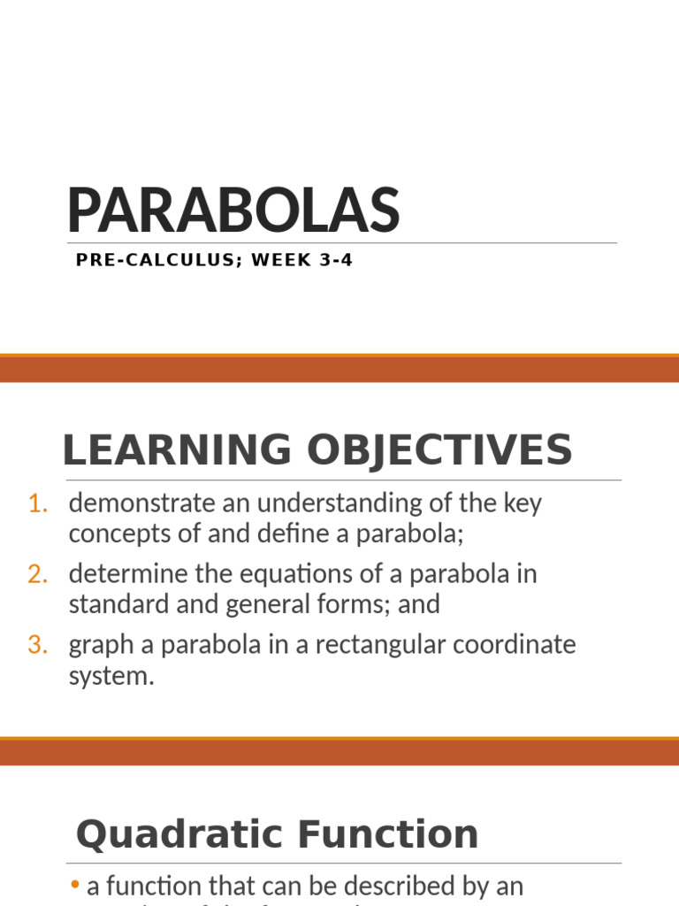 Q1.precal Week 3 4 Parabola | PDF