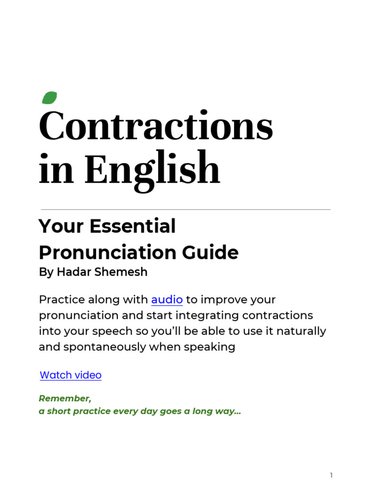 Freebie Contractions in English Practice Sheet | PDF