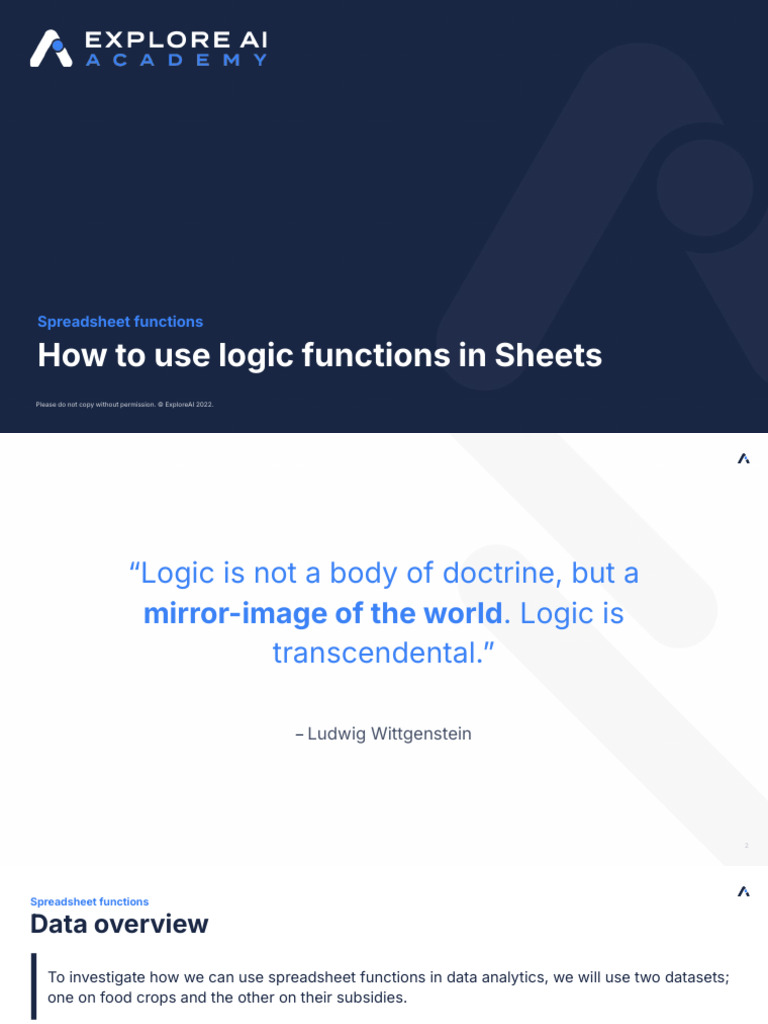 How to Use Logic Functions in Sheets [Slides] | PDF