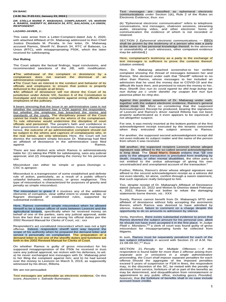 Mabanag vs. Ramos | PDF