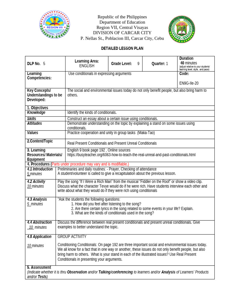 English Q1 DLP 5 | PDF