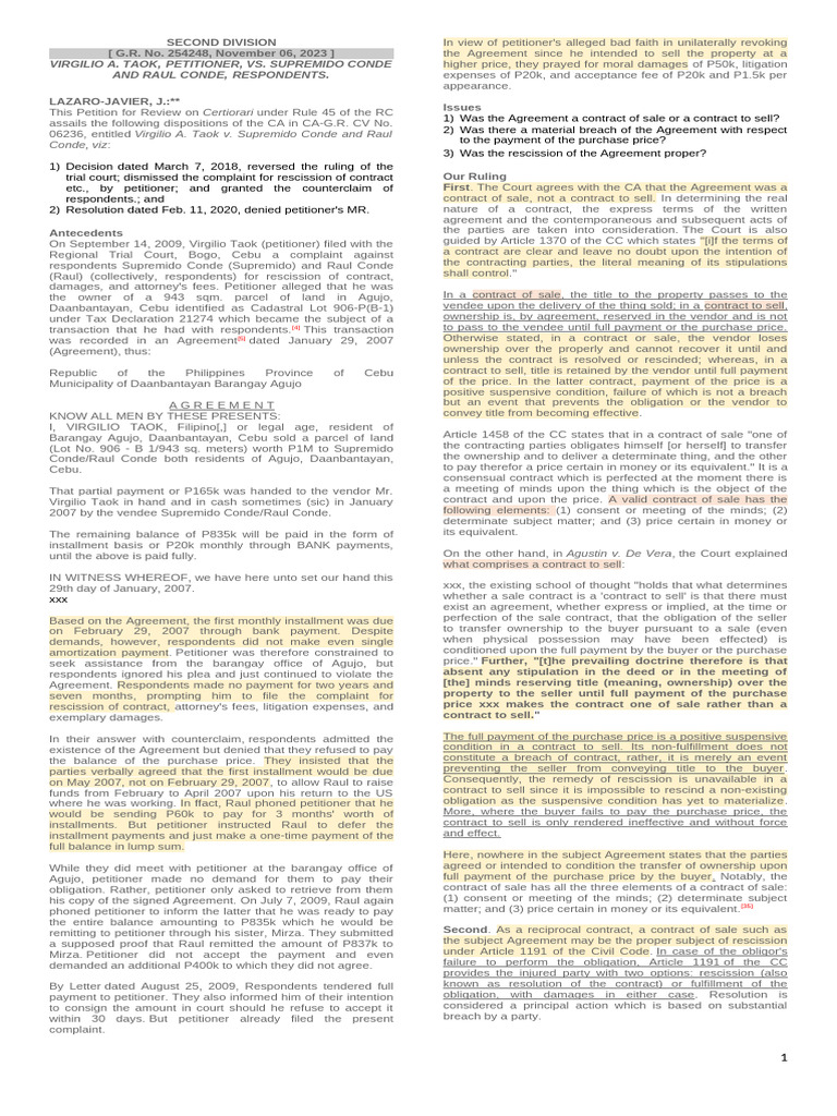 Taok vs. Conde | PDF