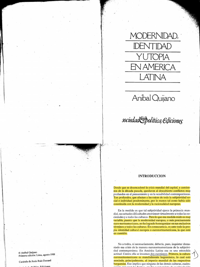 Remarcado Quijano-Anibal-Modernidad-Identidad-Y-Utopia-En-America ...