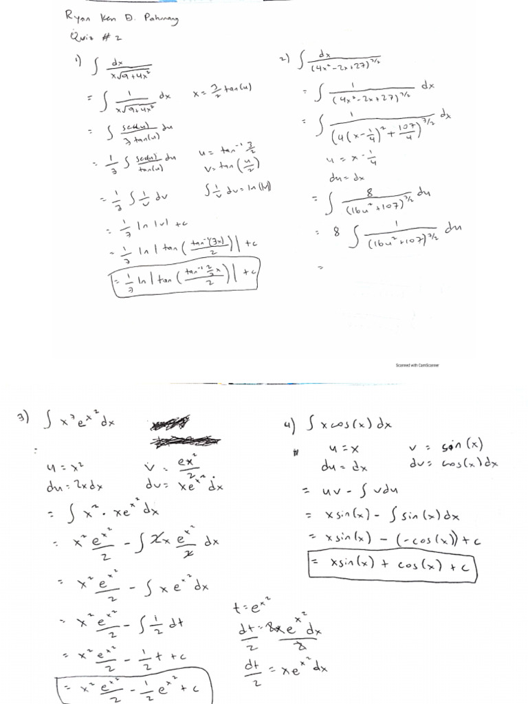 PAHUNANG - Quiz 2 Calc 2 | PDF