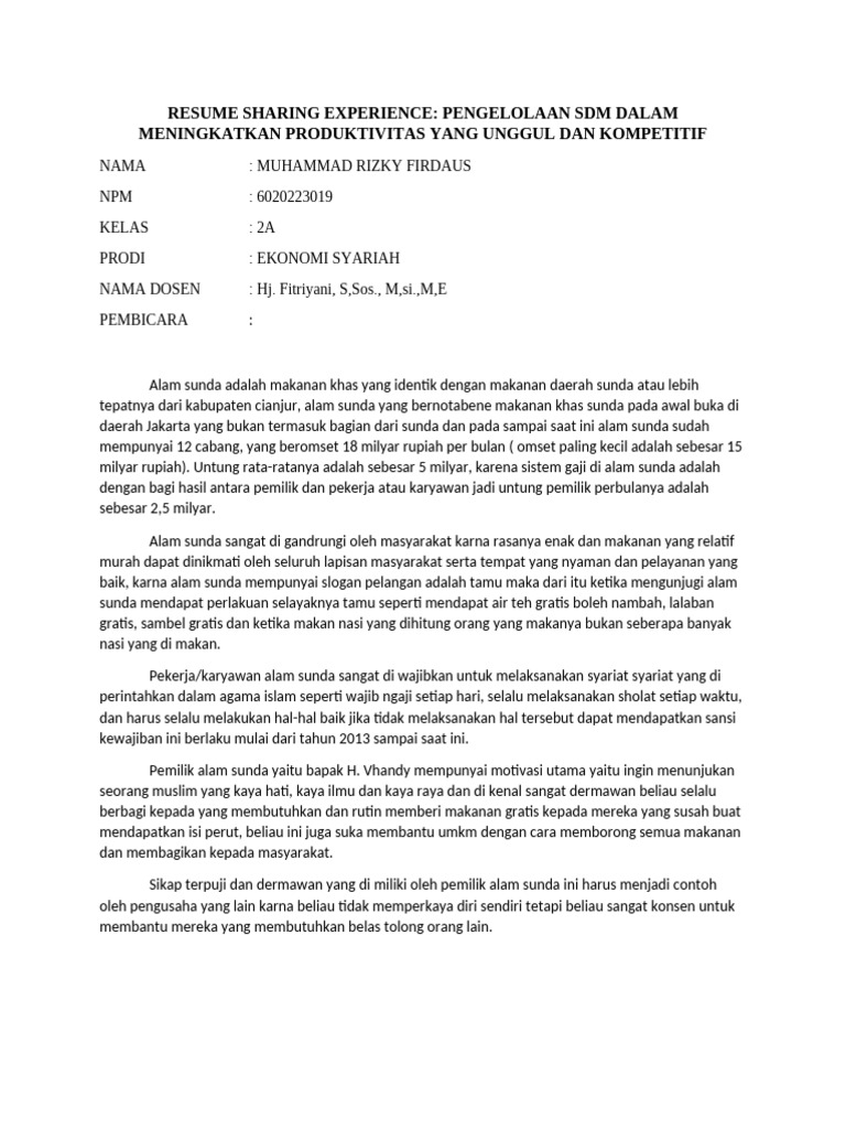 Tugas Resume Sharing Experience | PDF