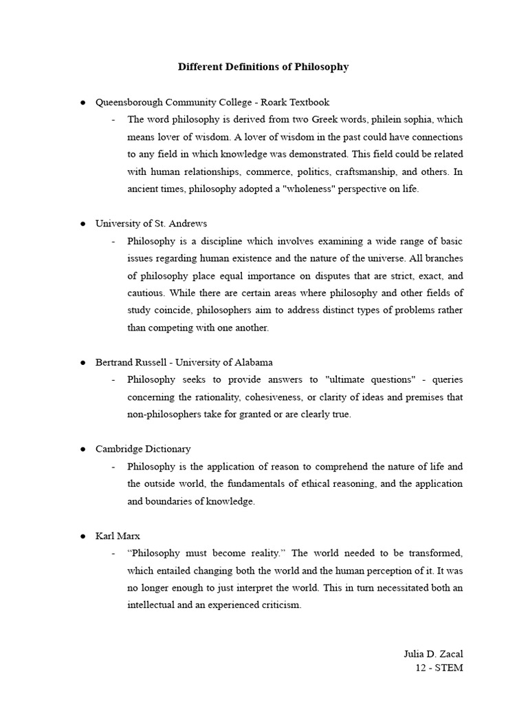 Definitions of Philosophy | PDF