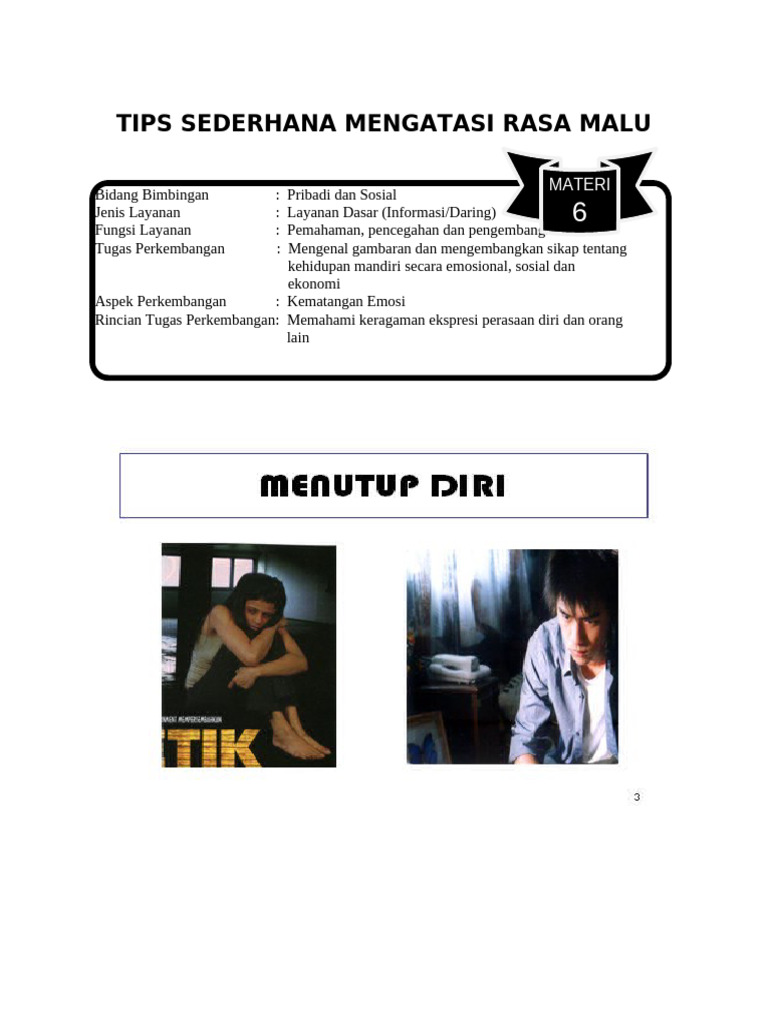 Tips Sederhana Atasi Rasa Malu | PDF