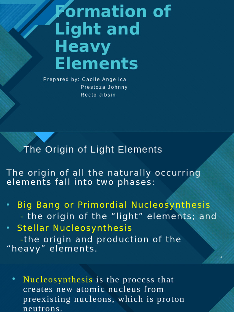 Formation of Light and Heavy Elements | PDF