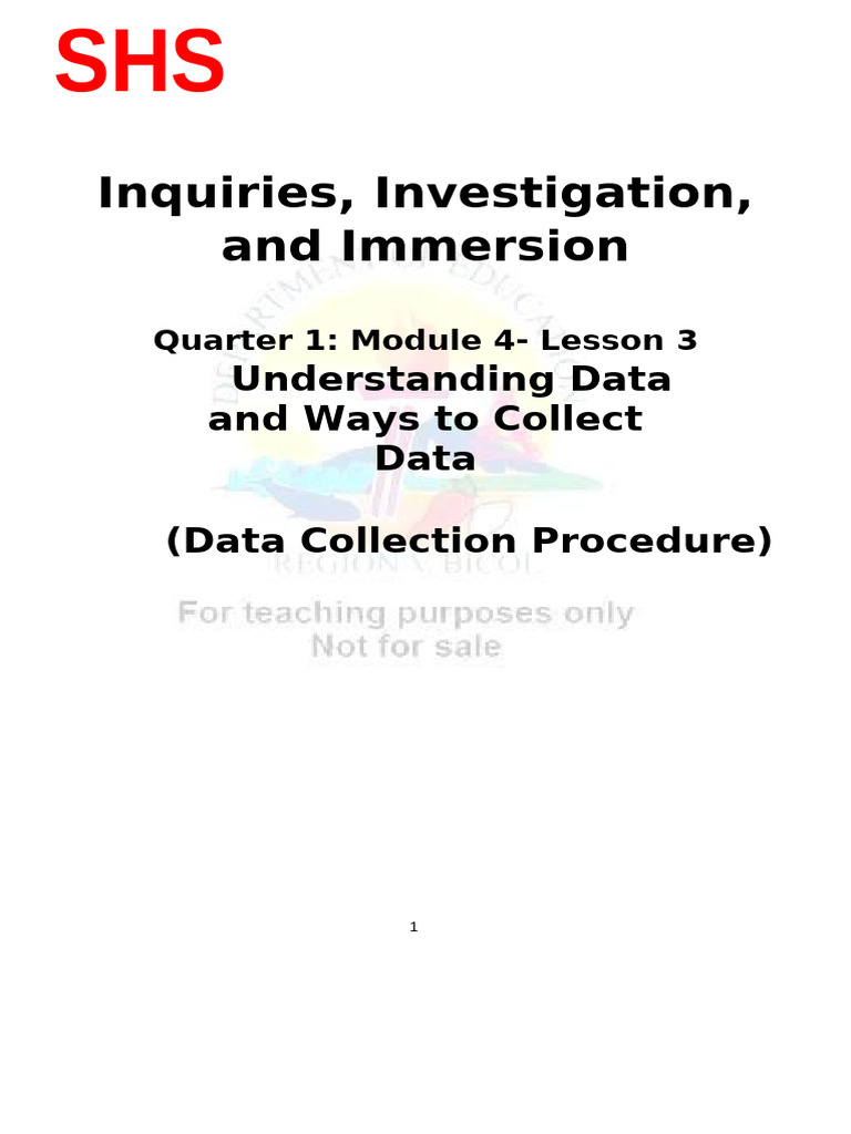 Inquiries, Investigations, and Immersion Q1 M4 L3-Edited | PDF
