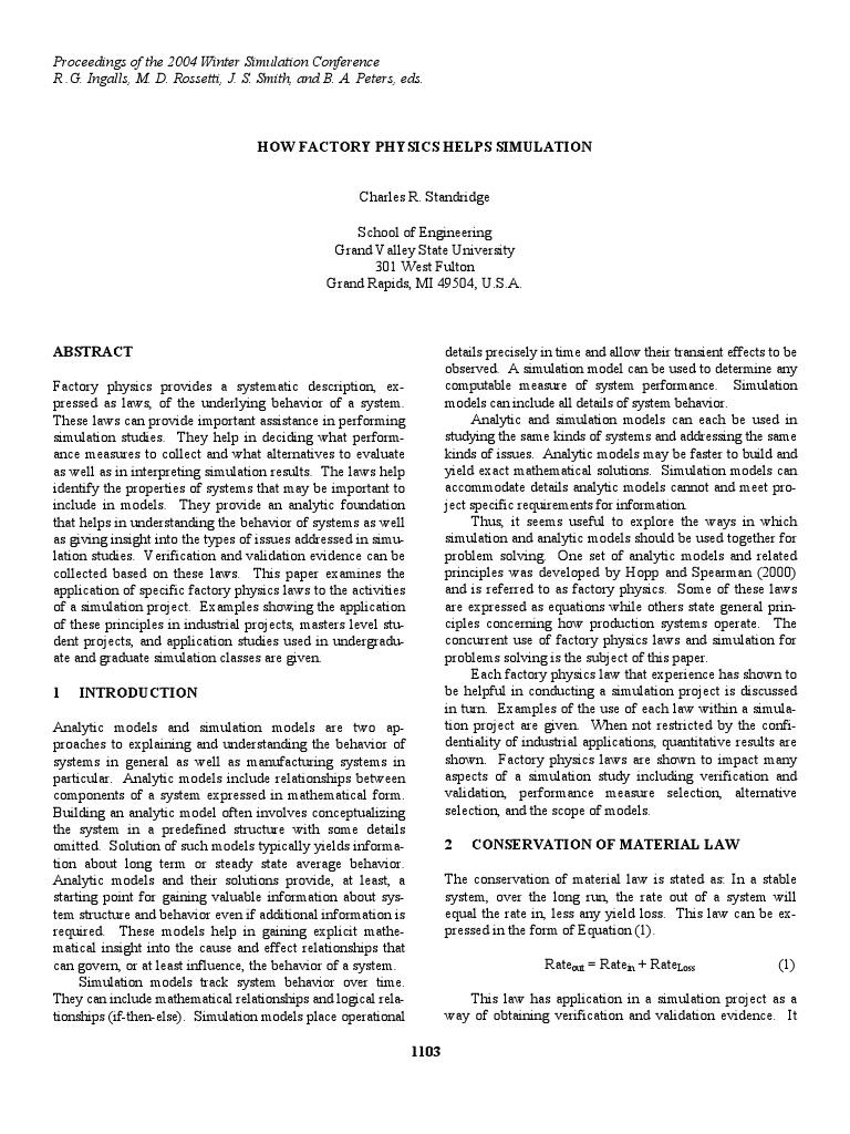 How Factory Physics Helps Simulation | PDF