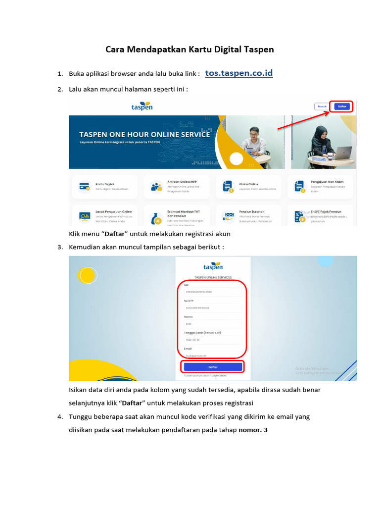 Cara Mendapatkan Kartu Digital Taspen 1 | PDF