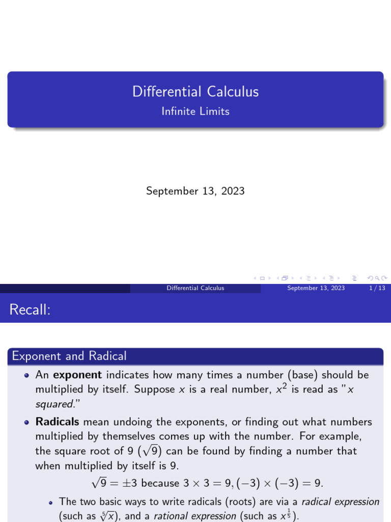 6 MATHG1 Infinite Limits | PDF | Limit (Mathematics) | Calculus