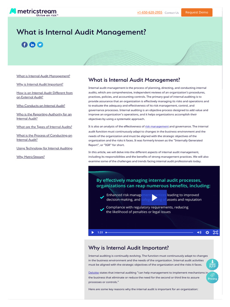 What Is Internal Audit Management - MetricStream | PDF | Audit ...