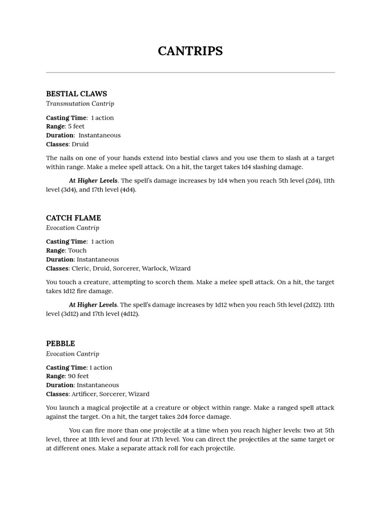 Homebrew Spells | PDF