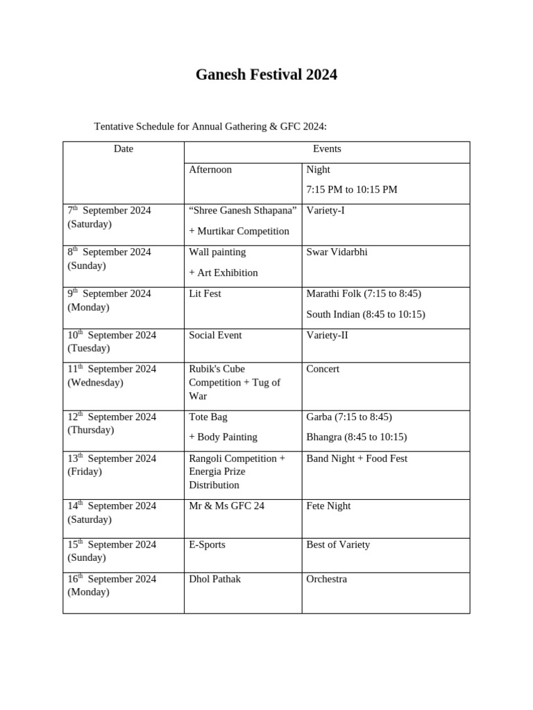 GFC Schedule Updated | PDF