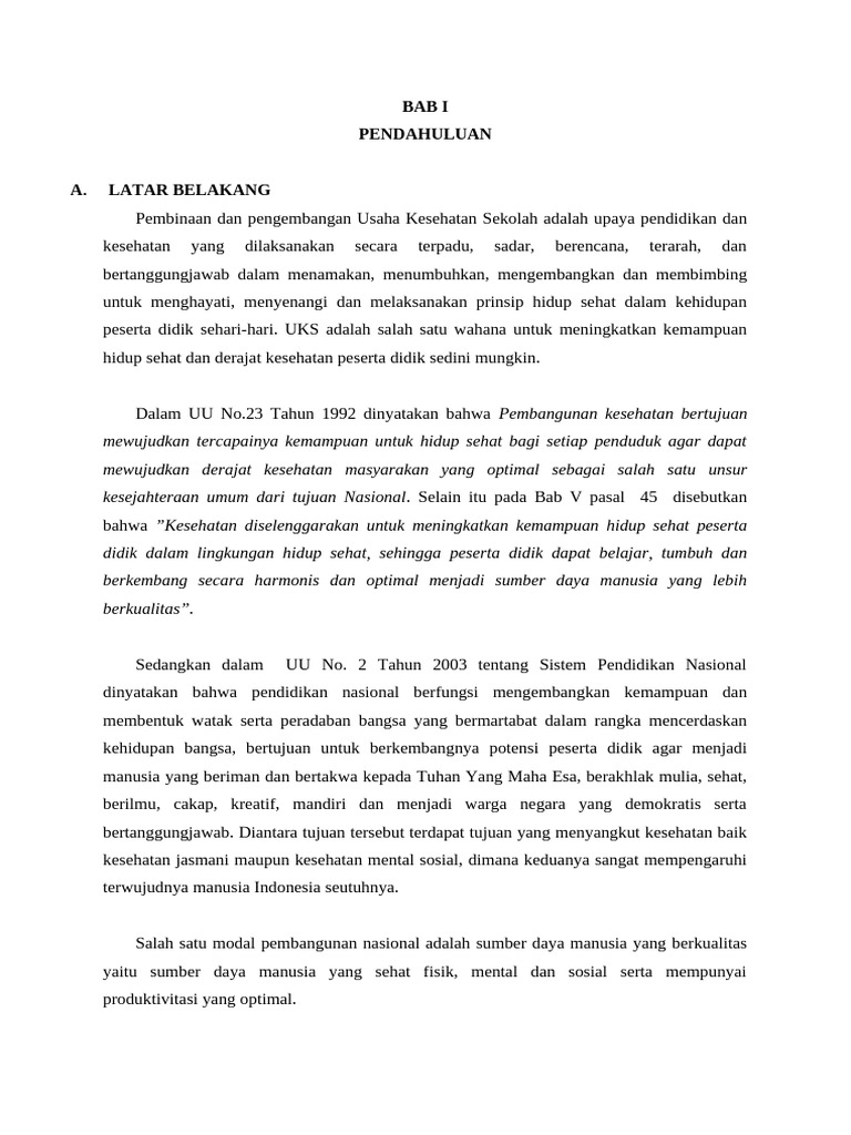 Contoh Program Kerja UKS Di SEkolah | PDF