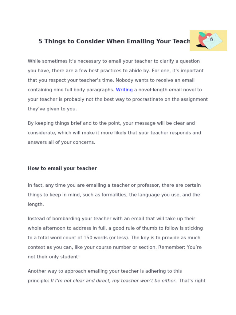 How to write an email to Your Teacher | PDF
