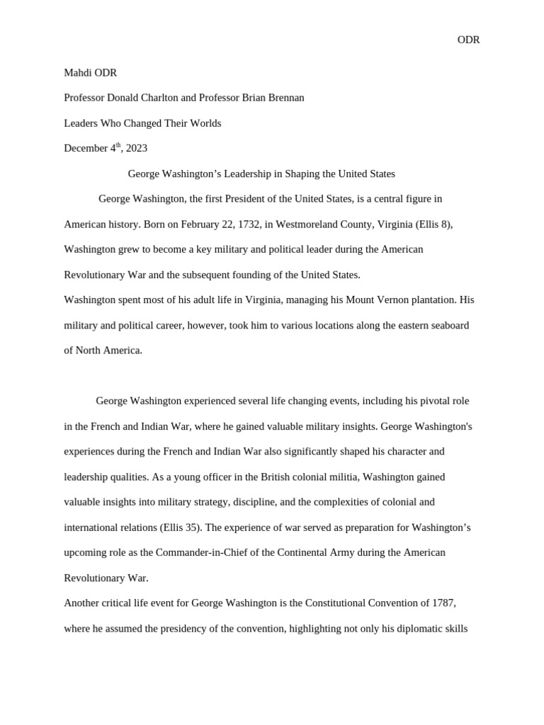 Biographical Summary George Washington | PDF