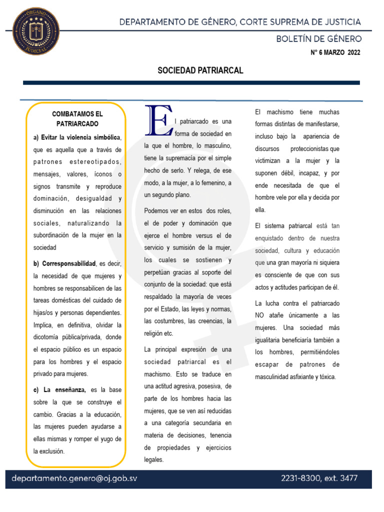 Desafíos del Patriarcado Moderno | PDF | Patriarcado | Sociedad