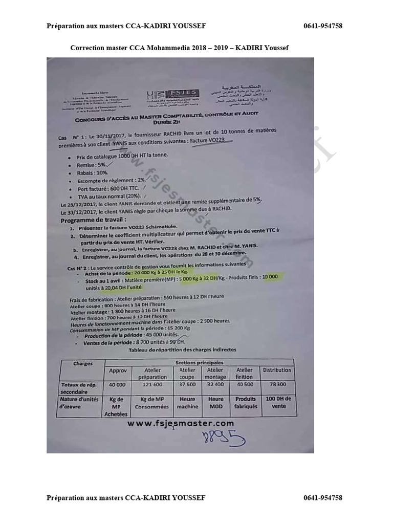 Correction CCA Mohamedia 2018 - 2019 | PDF
