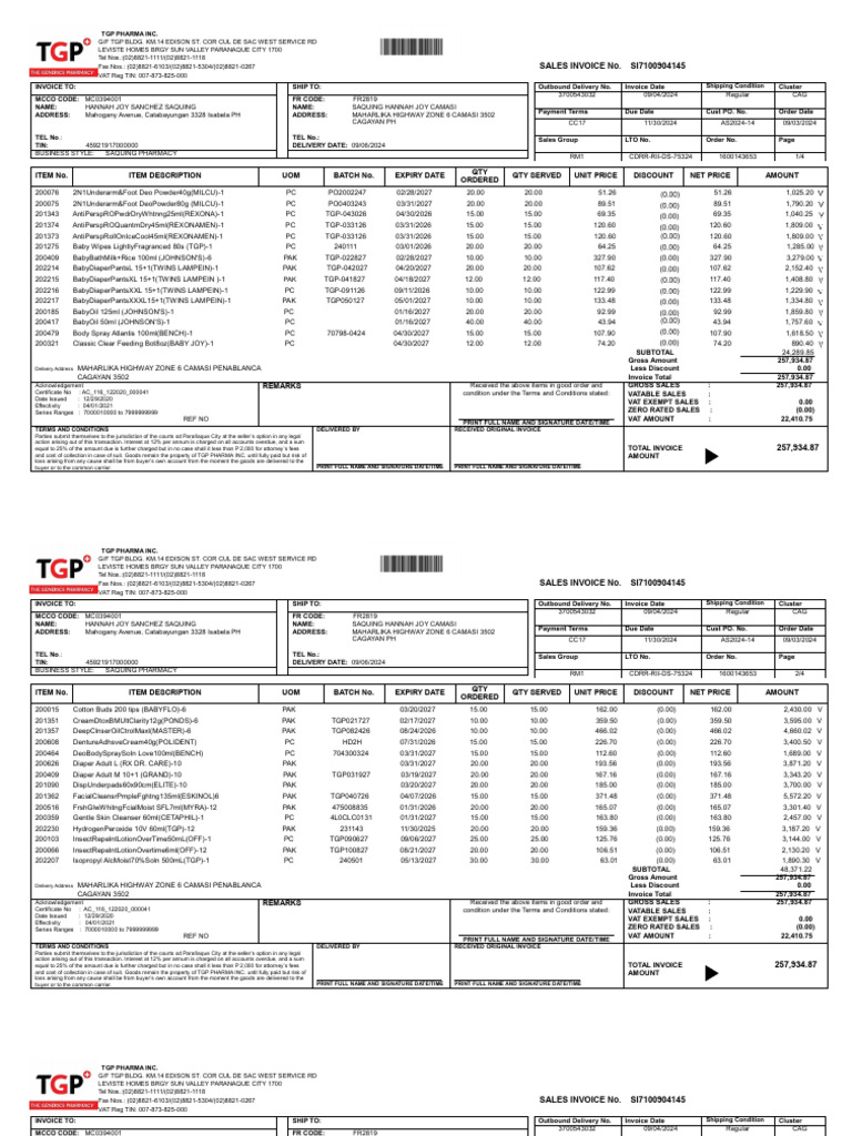 INVOICE SMALLER FONT | PDF