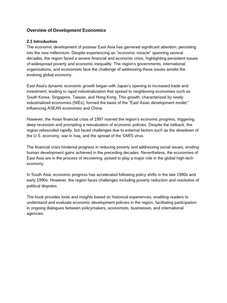 Overview of Development Economics | PDF