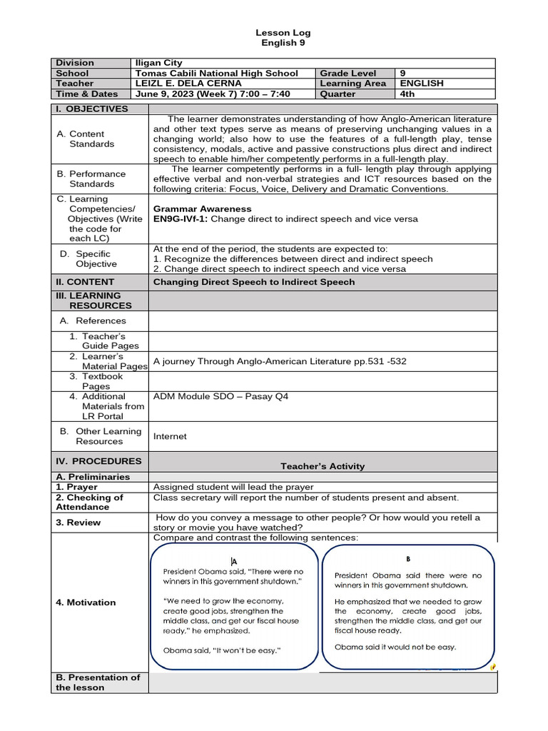 Lesson Plan For Cot 2 2023 | PDF