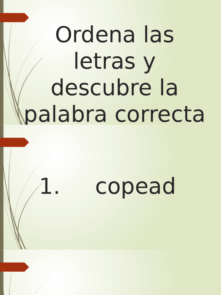 Ordena Las Letras y Descubre La Palabra Correcta | PDF