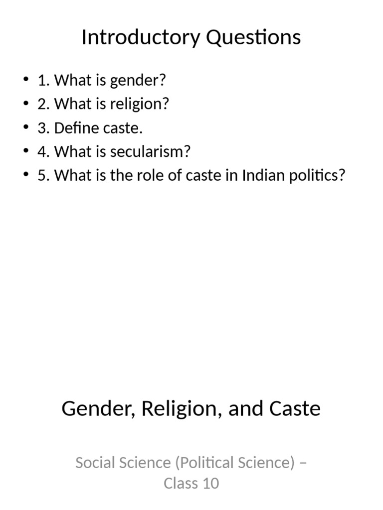 Gender Religion Caste Class 10 | PDF