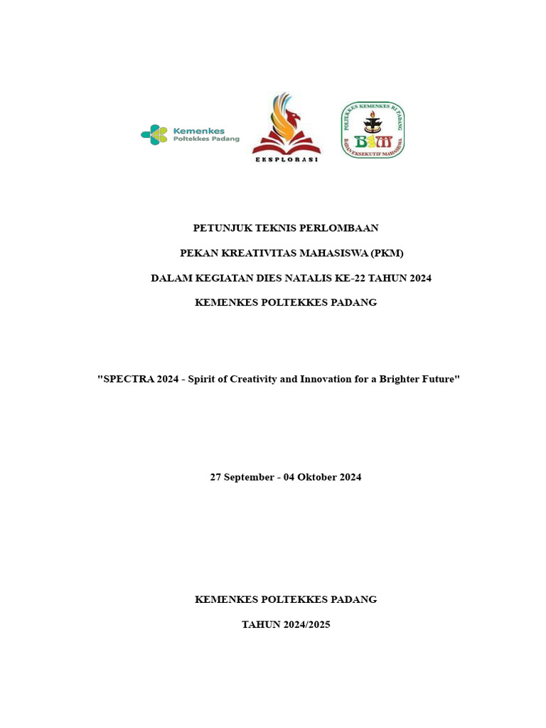 Petunjuk Teknis Perlombaan PKM Kemenkes Poltekkes Padang 2024 PDF | PDF