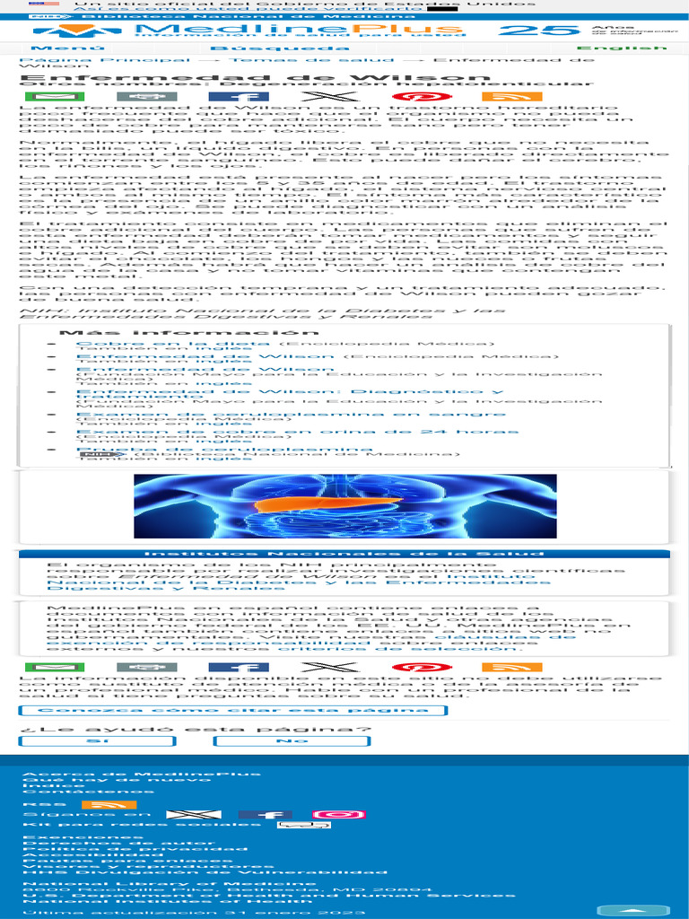 Enfermedad de Wilson MedlinePlus en Español | PDF