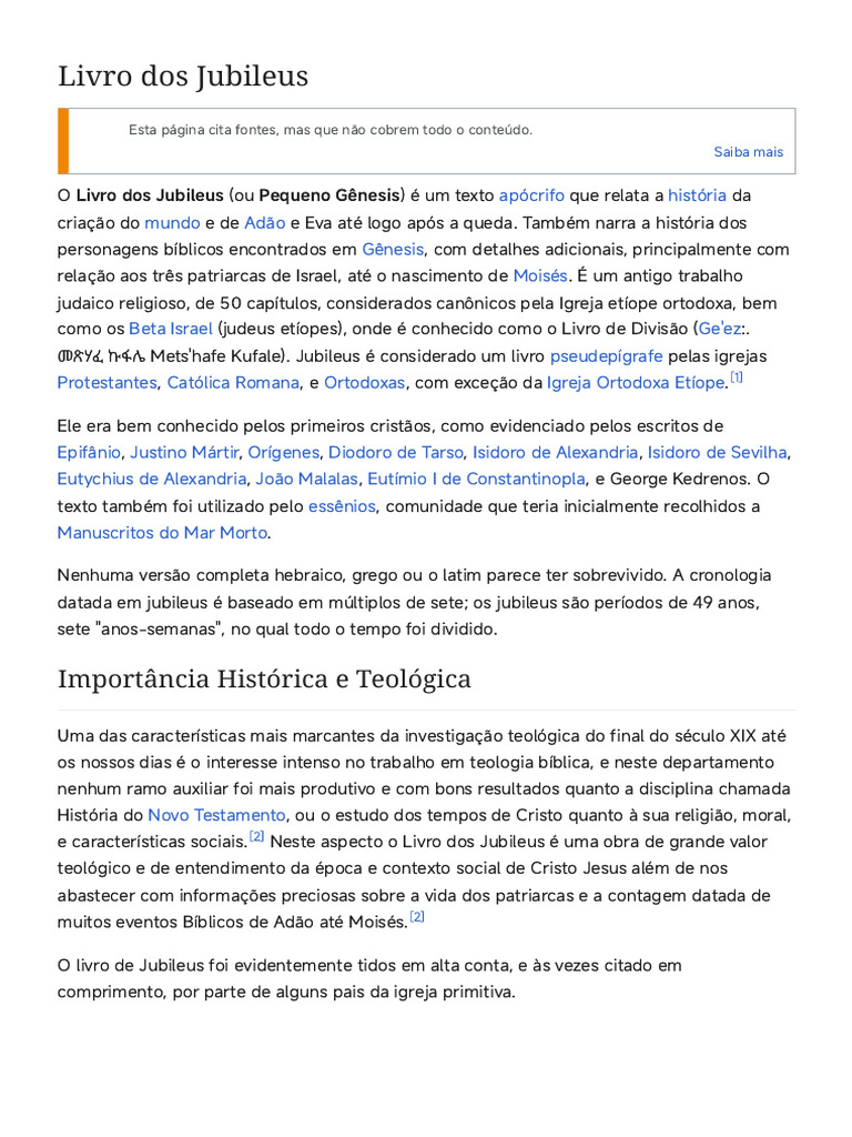Livro Dos Jubileus - Wikipédia, A Enciclopédia Livre | PDF | Abraão ...