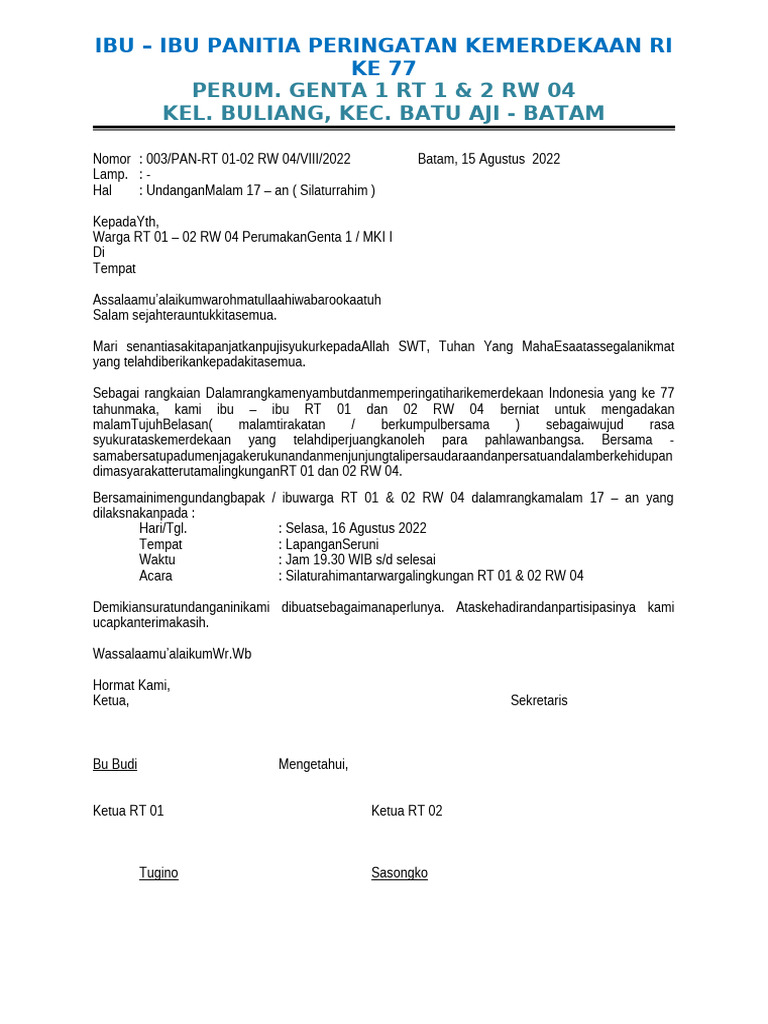 Undangan Malam 17 - An 2022 | PDF