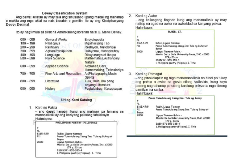 Dewey Classification Sysytem | PDF