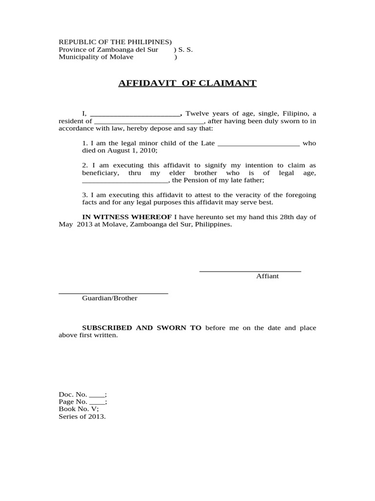 Affidavit Claim For Beneficiary | PDF