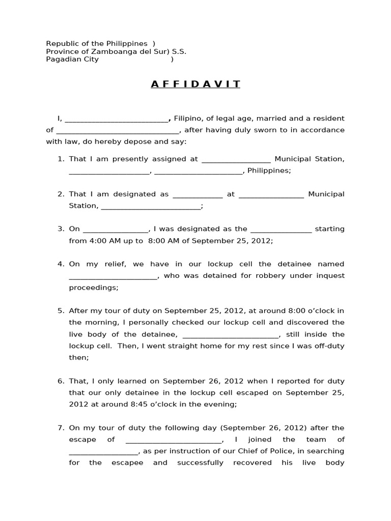 affidavit (- escapee - detainee | PDF affidavit (- escapee - detainee | PDF