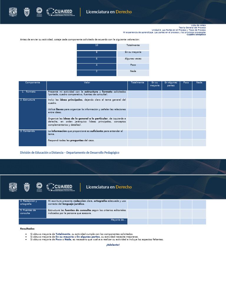 Cotejo Sinop U8 | PDF
