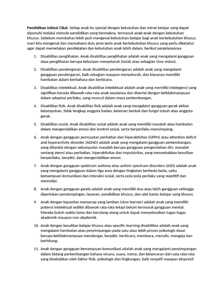 Pendidikan Inklusi Cikal | PDF