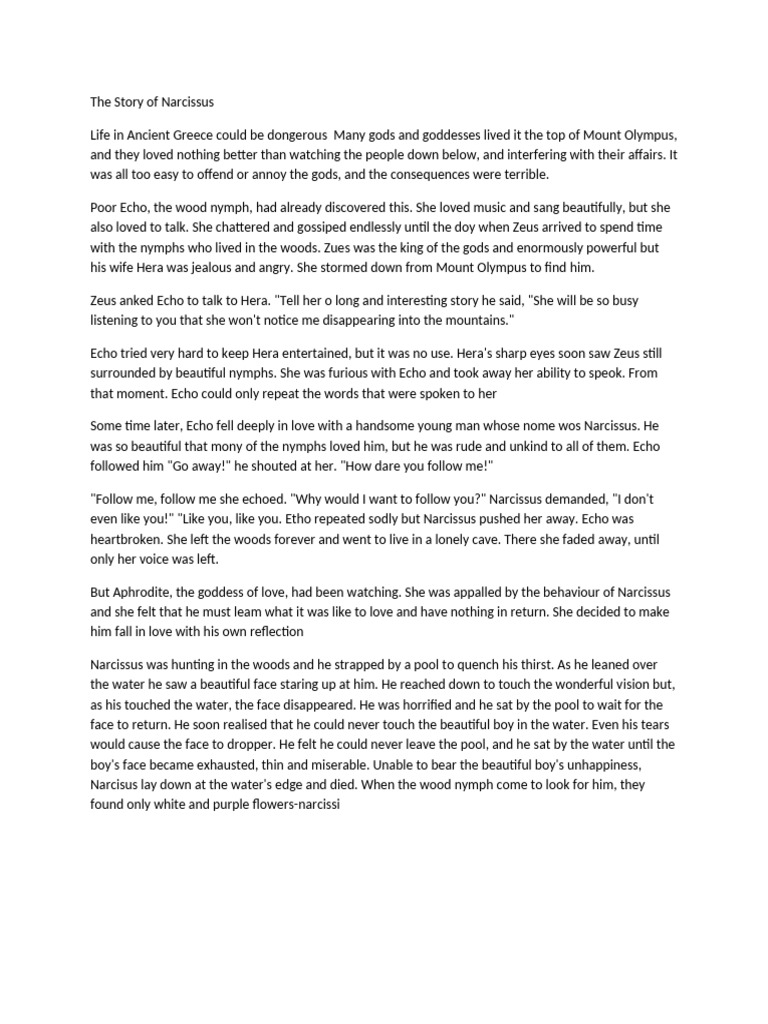 The Story of Narcissus | PDF