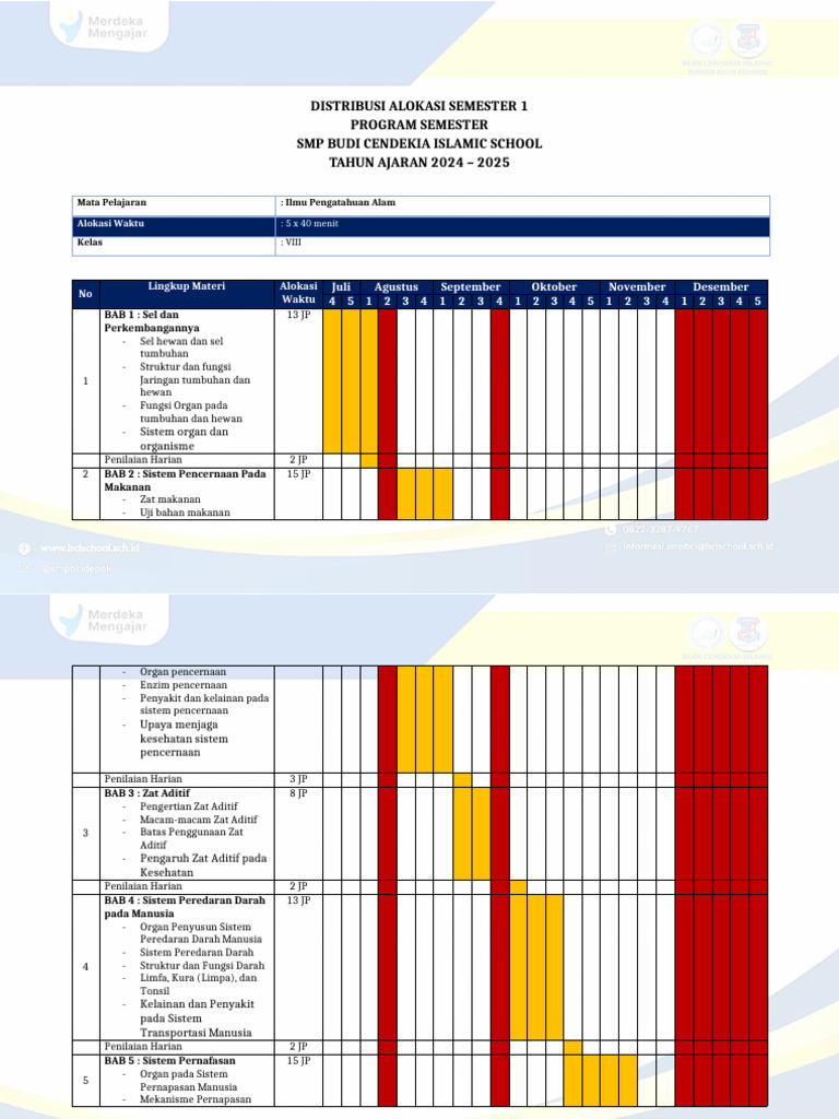 Format Alokasi Prosem | PDF