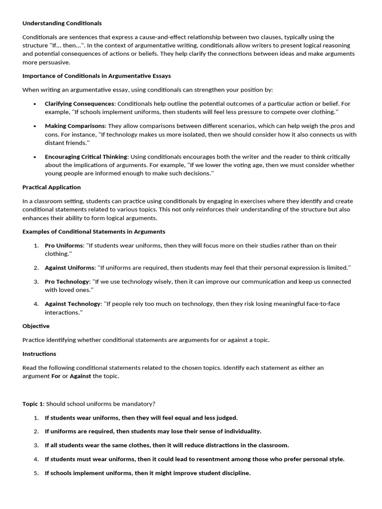 Arguments Conditionals | PDF