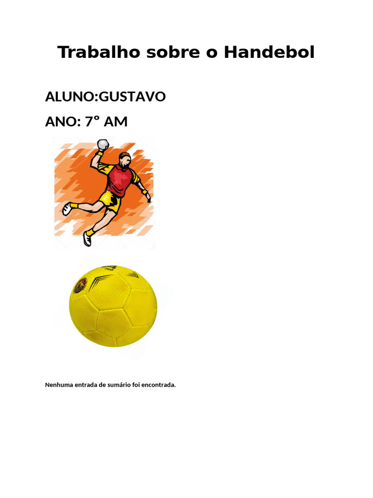 Trabalho Sobre o Handebol | PDF