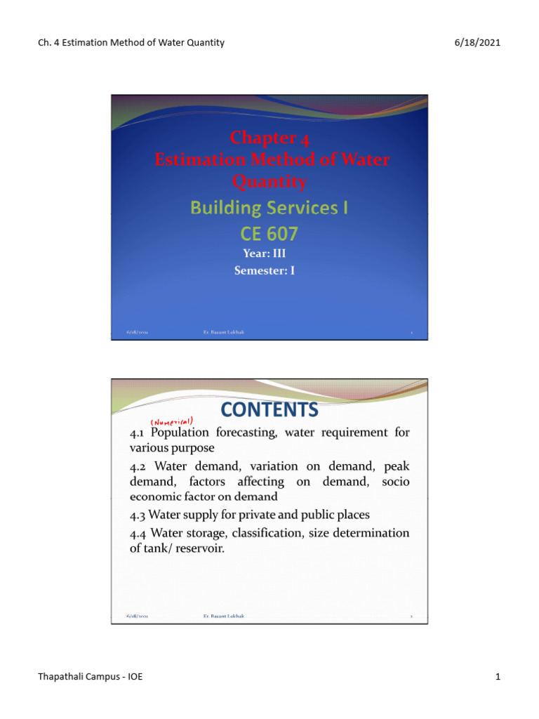 Ch. 4 Estimation Method of Water Quantity | PDF
